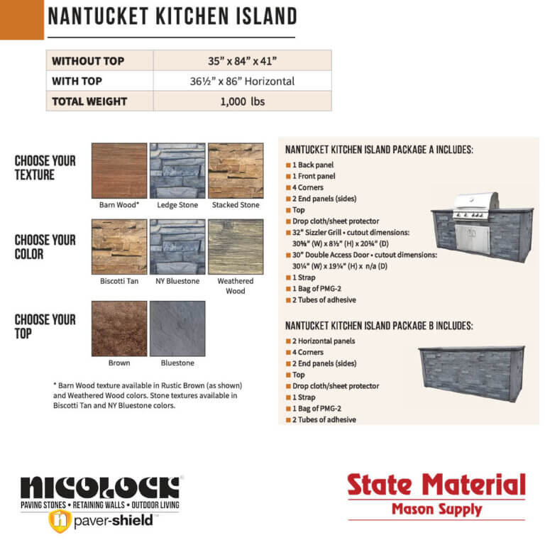 Nantucket Kitchen Island - State Material Mason Supply
