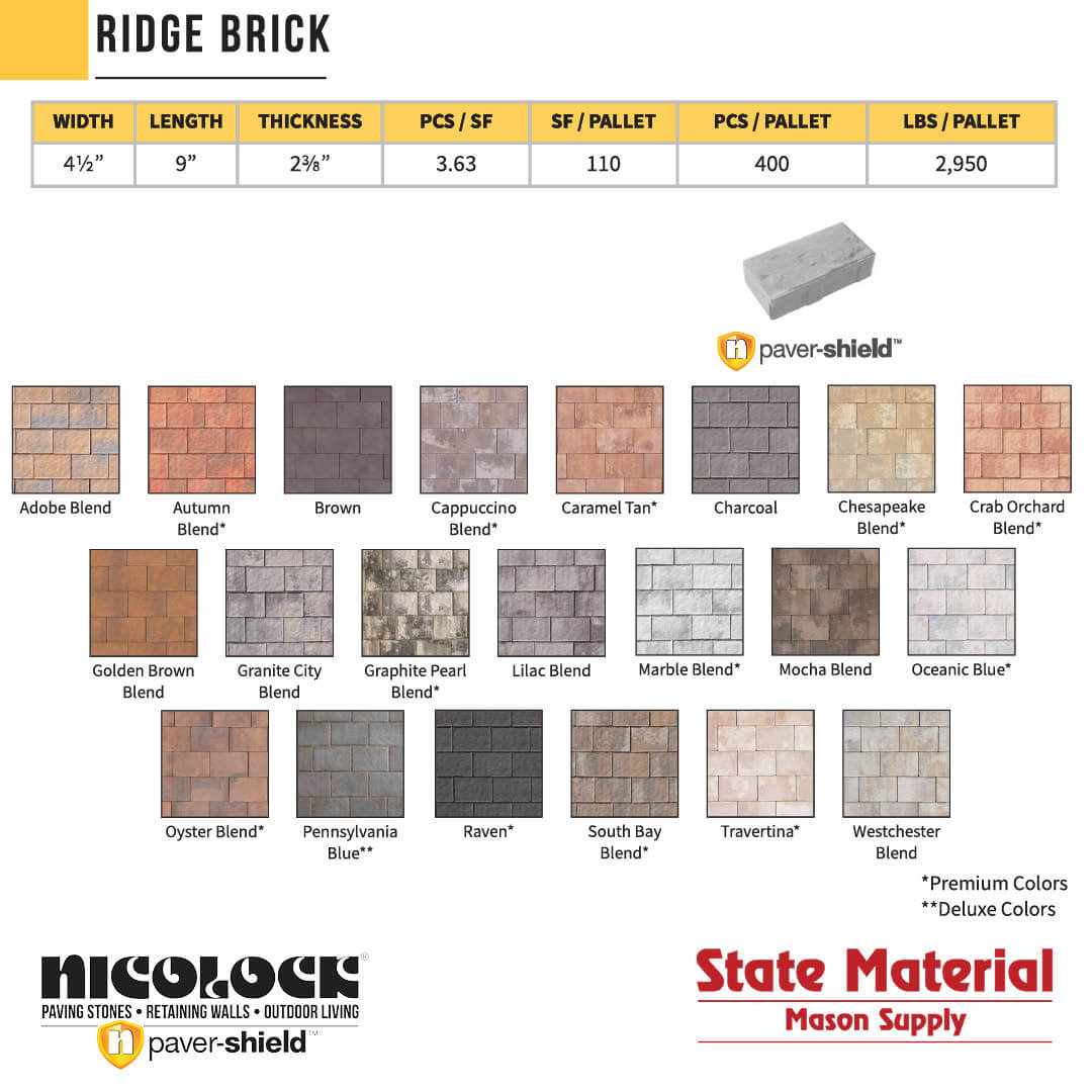 Ridge Brick Charcoal - State Material Mason Supply