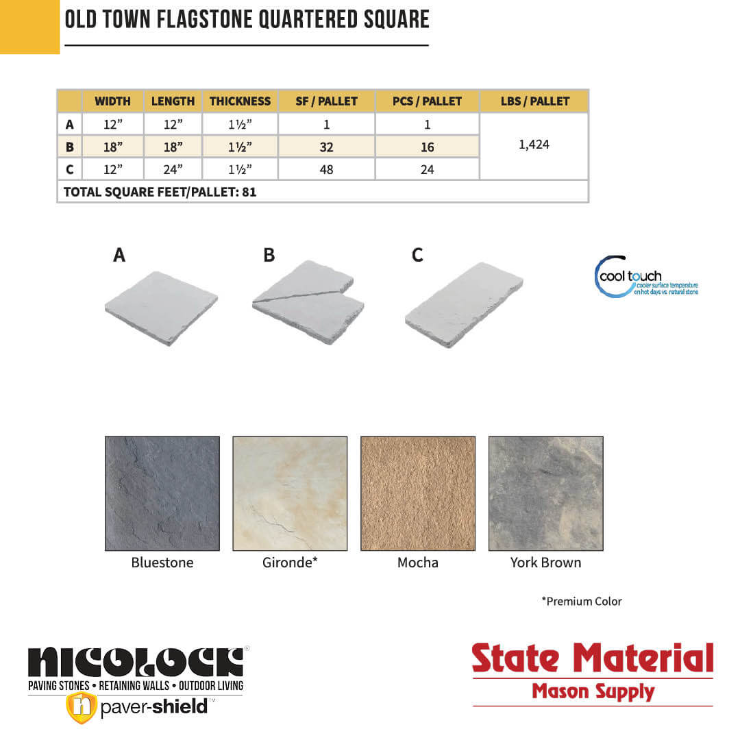 Old Town Flagstone Quartered Square Patio Pack - State Material Mason ...