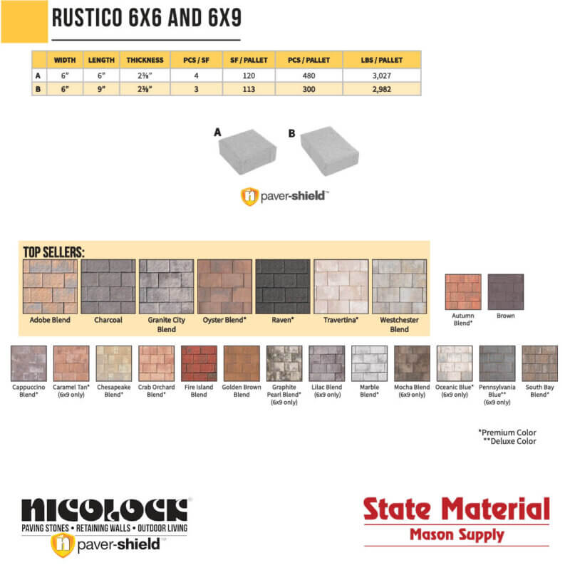 Rustico 6x6 and 6x9 Golden Brown Blend - State Material Mason Supply