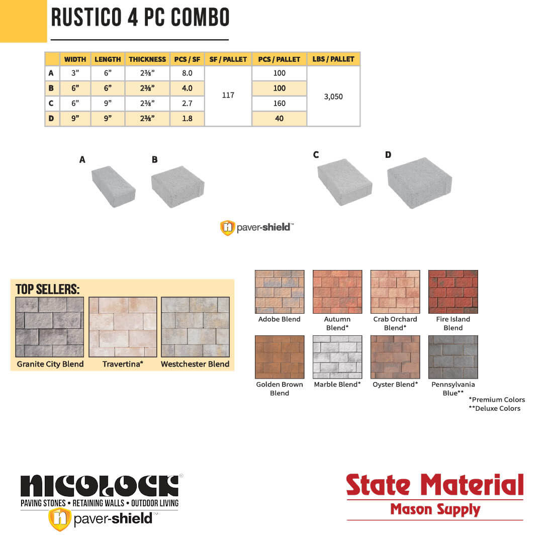 Nicolock Rustico 4-Pc Combo Paver-Shield Pavers