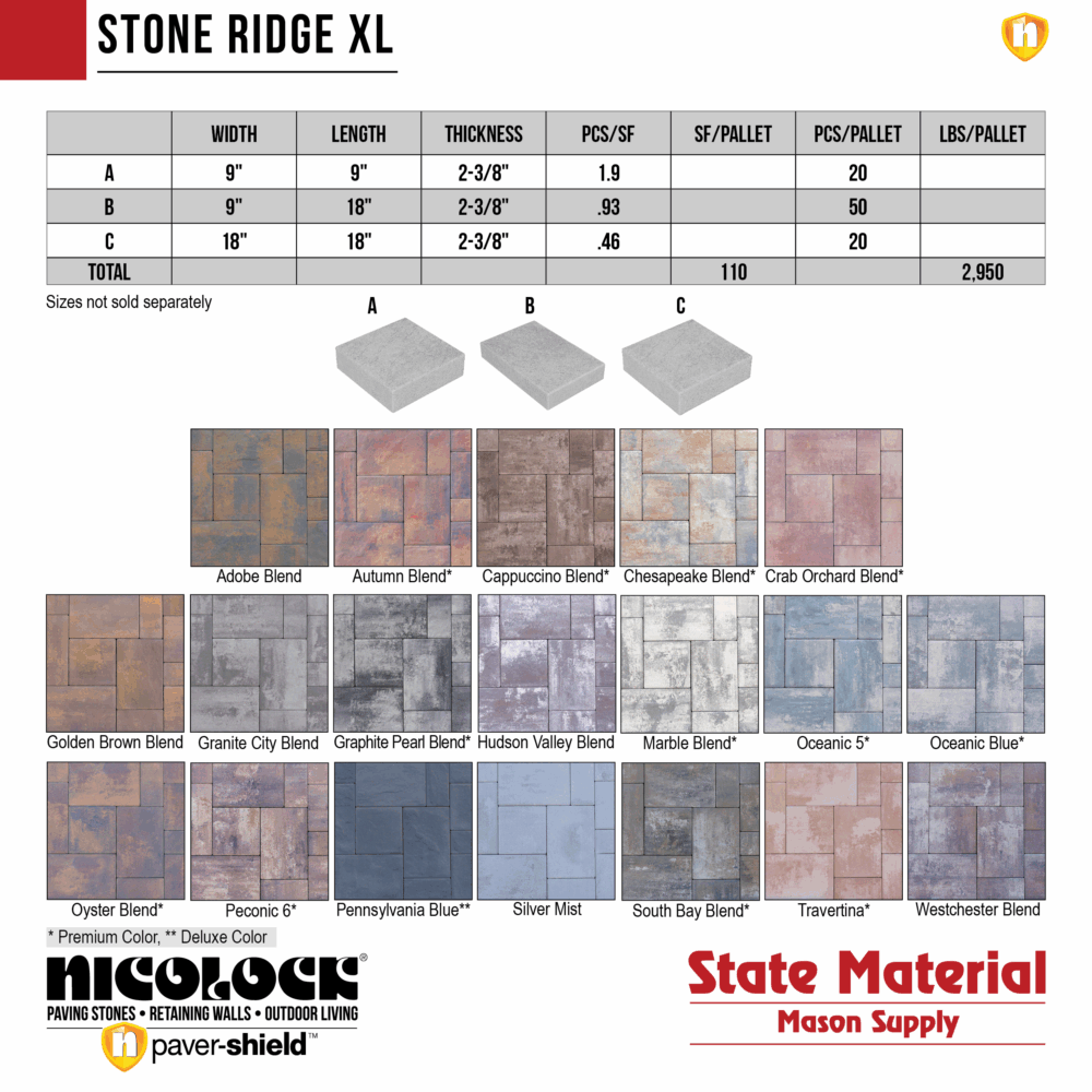 Stone Ridge XL Oceanic Blue - State Material Mason Supply